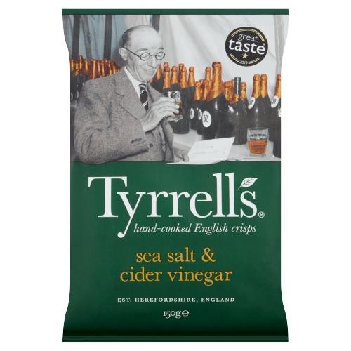 TYRRELLS VINEGAR & SALT CRISPS 150 GRMS - Arkadia Foodstore Malta